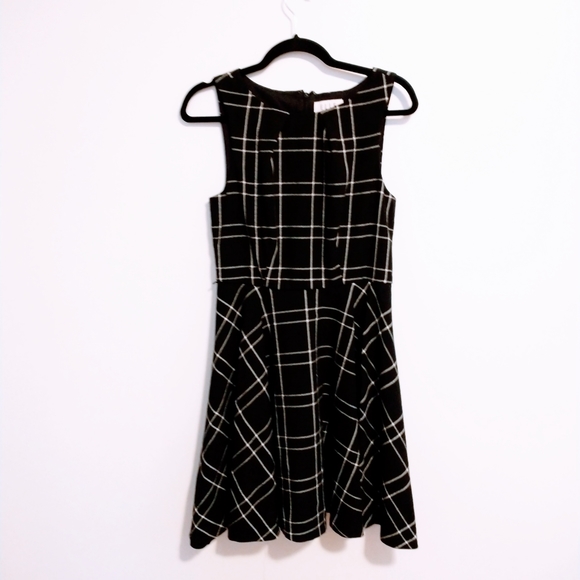 Elle | Dresses | Elle Fit And Flare Black Checkered Dress With High ...